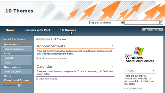 Ten (10) Free SharePoint Themes - Visual Overview