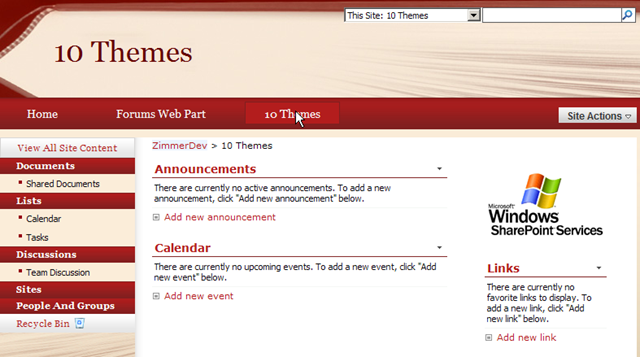 Ten (10) Free SharePoint Themes - Visual Overview