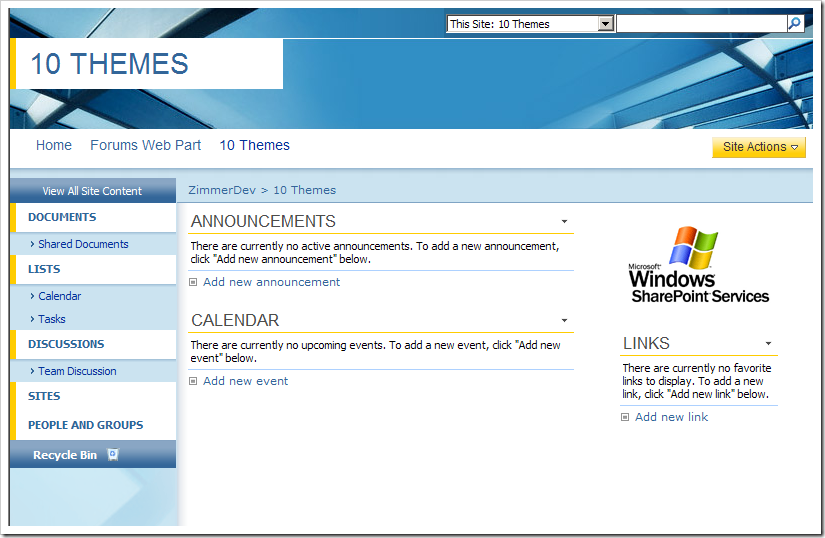 Ten (10) Free SharePoint Themes - Visual Overview