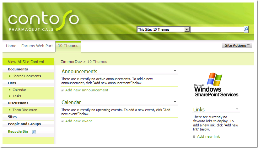 Ten (10) Free SharePoint Themes - Visual Overview