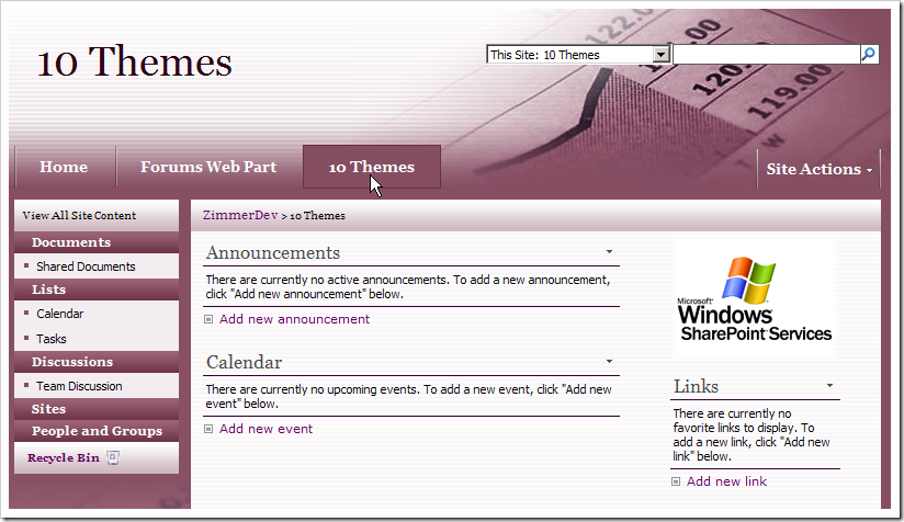 Ten (10) Free SharePoint Themes - Visual Overview